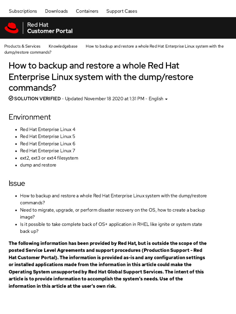 RHEL Backup & Restore Guide | PDF | File System | Backup