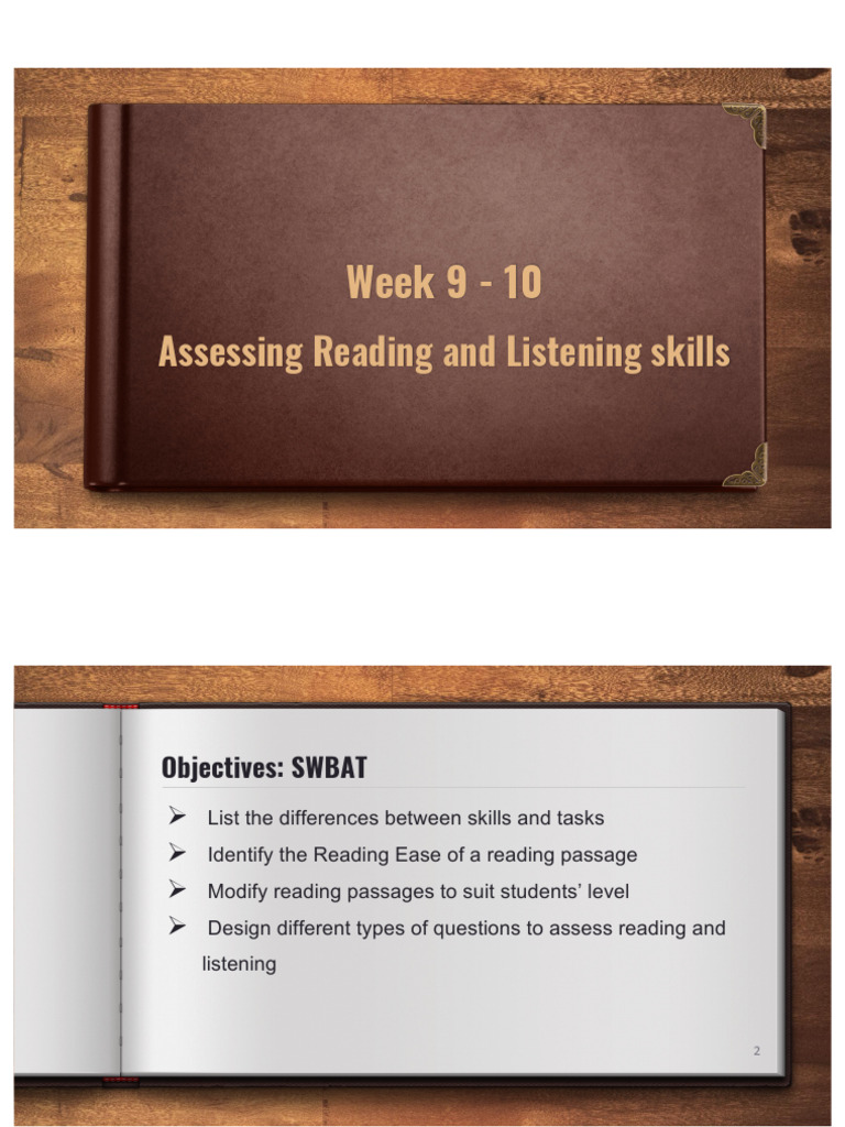 Week 9 Assessing Reading and Listening | PDF | Learning | Human Communication