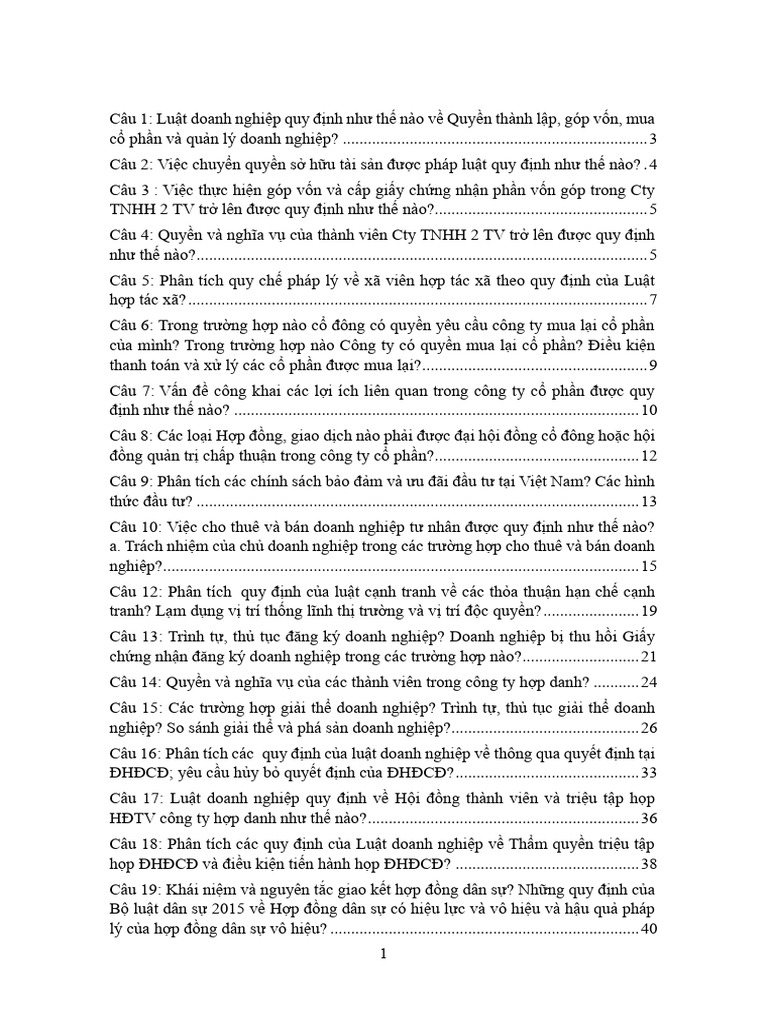 Đề cương ôn tập LKD | PDF