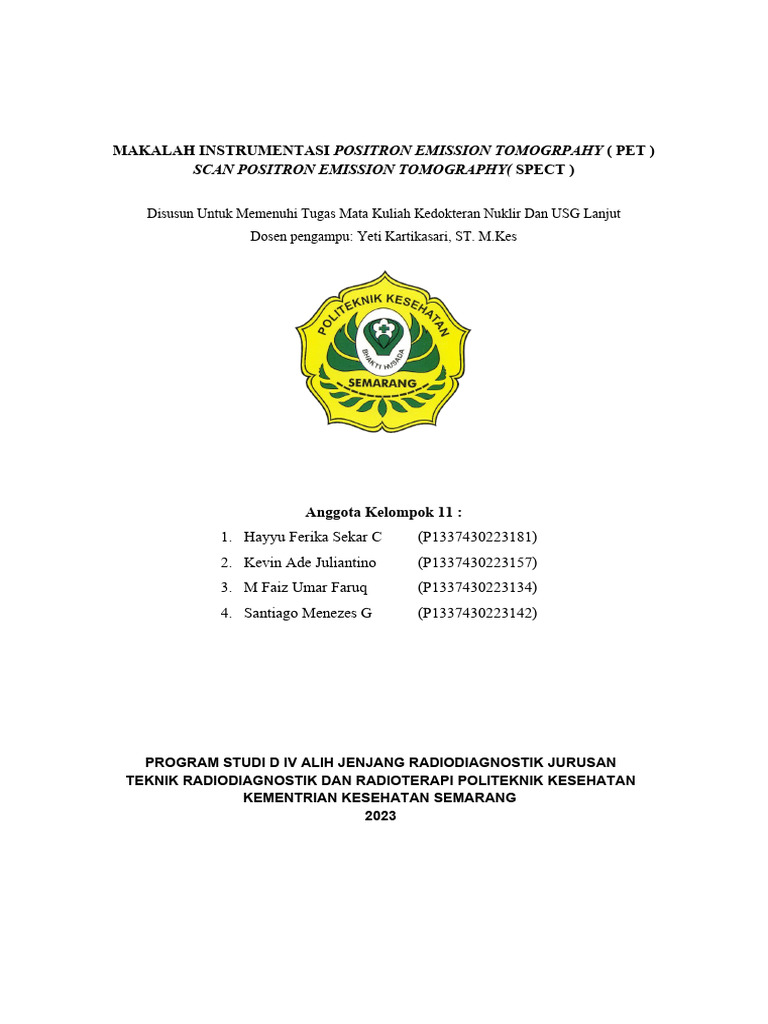 Makalah - Spect & Pet Kedokteran Nuklir Kelompok 11 | PDF | Sains ...
