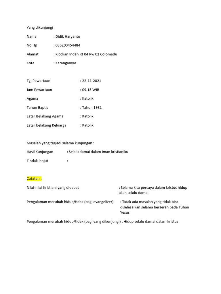 Form Isian Data | PDF | Ilmu Sosial