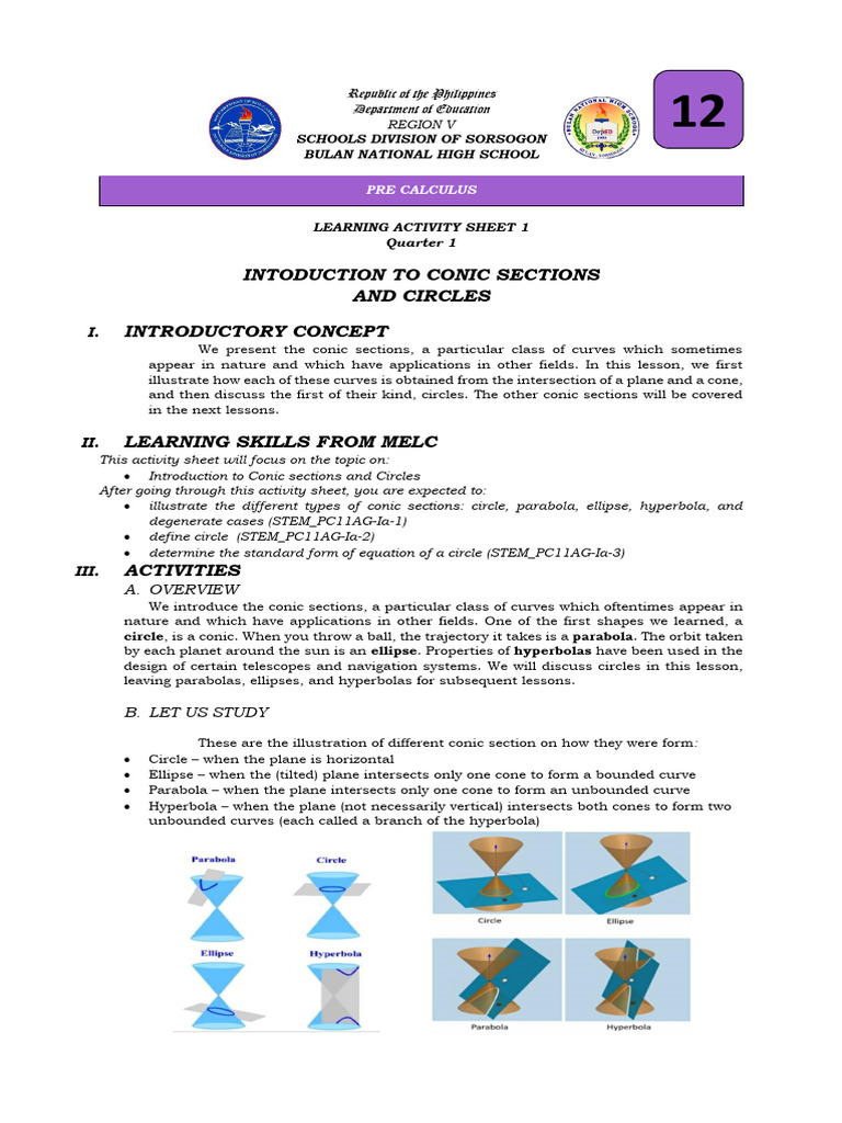 Pre Cal 1 | PDF | Ellipse | Mathematical Concepts