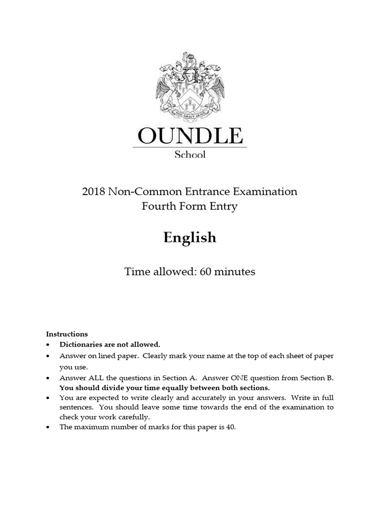 2018 NCE English Fourth Form | PDF | Art