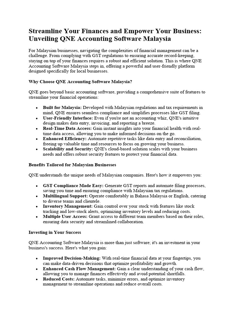 QNE Accounting Software Malaysia | PDF | Usability | Inventory