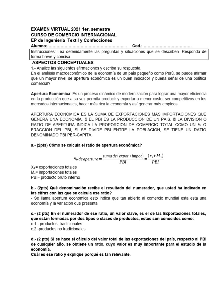 EXAMEN VIRTUAL COMINT 2021 1er Semestre | PDF | Producto Interno Bruto ...