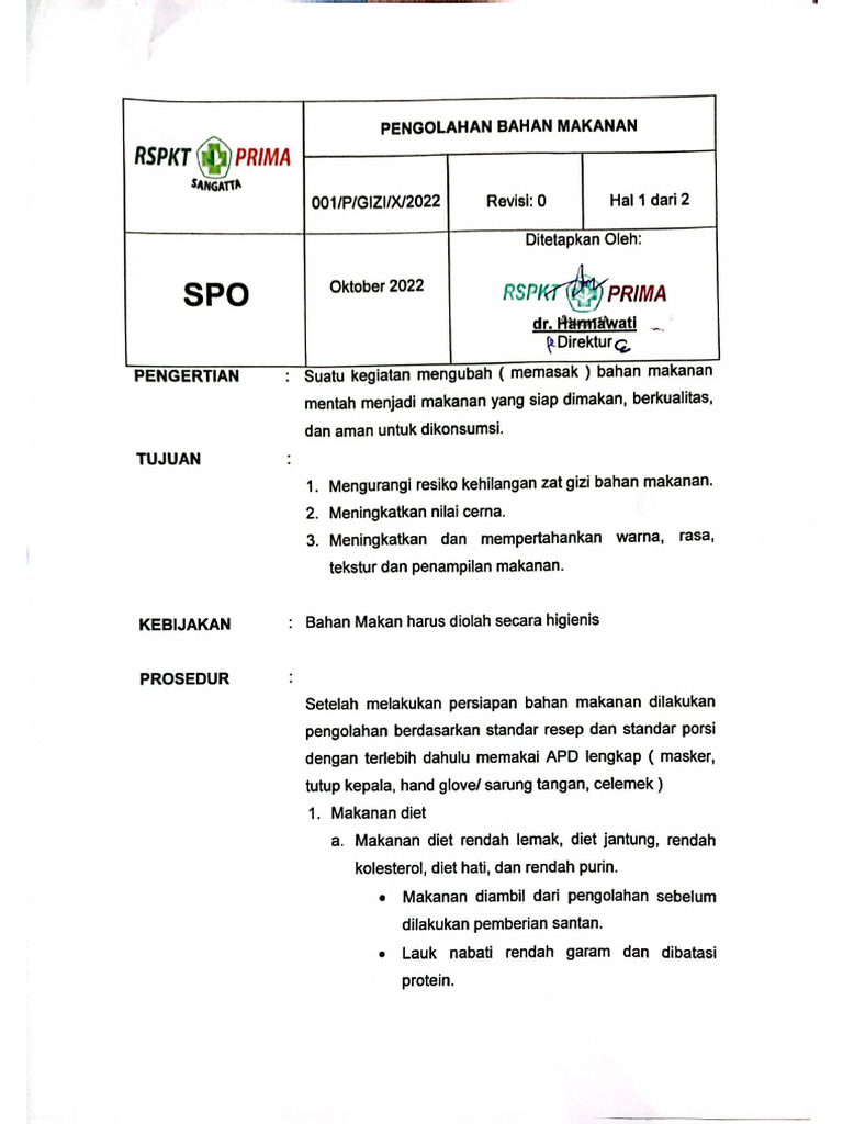 Spo Unit Gizi | PDF