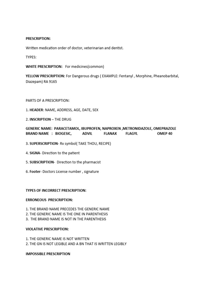 Prescription and Calculation of Dose | PDF