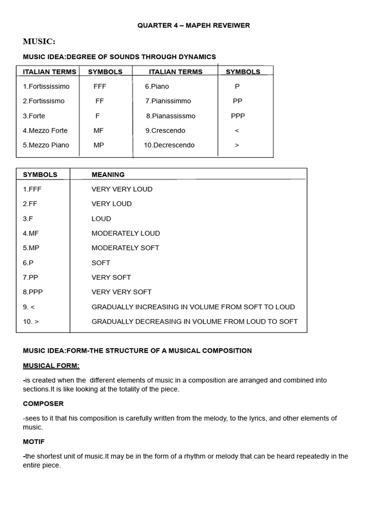 Q4 MAPEH Reviewer: Music & Arts | PDF | Woodwind Instruments | Printmaking