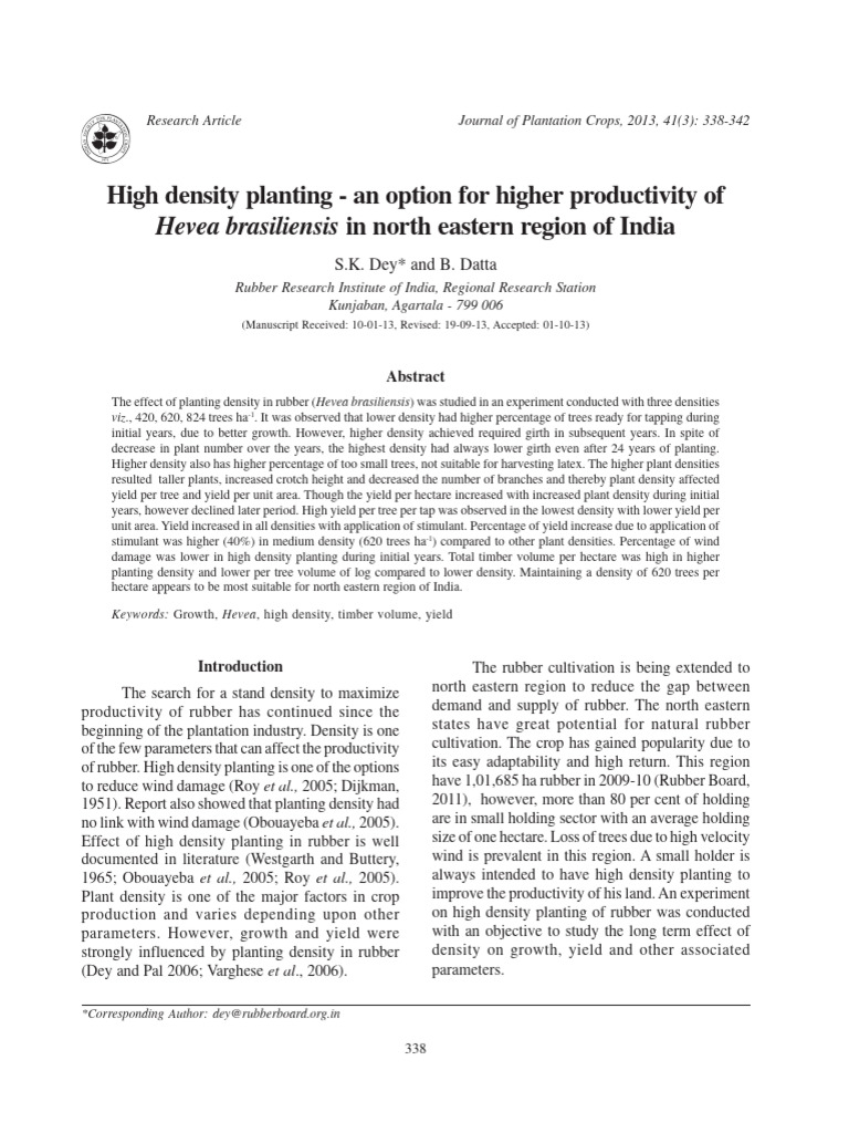 Sciflora, Journal Manager, 10 - High Density Planting - An Option For ...