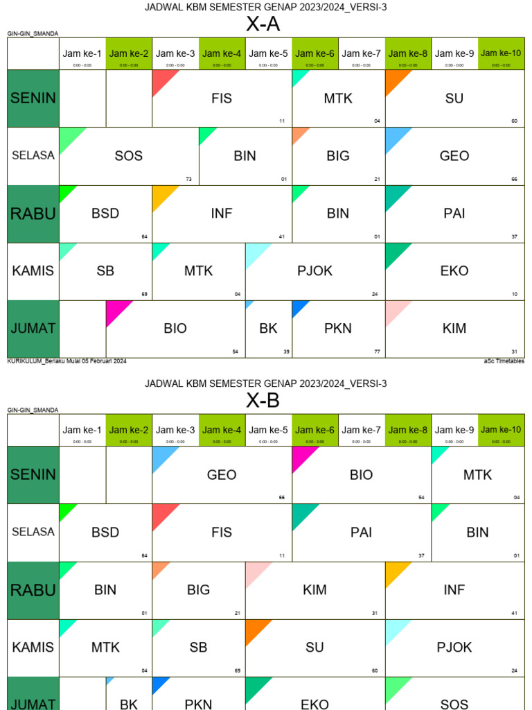 Jadwal KBM Siswa - 5 Februari 2024 - V3 | PDF