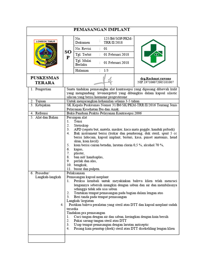 Sop KB Implant | PDF