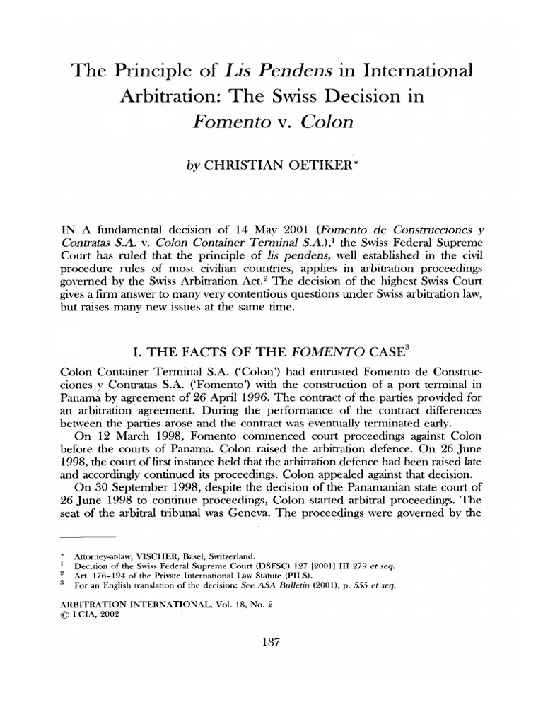 Oxford Lis Pendens | Download Free PDF | Arbitration | Jurisdiction