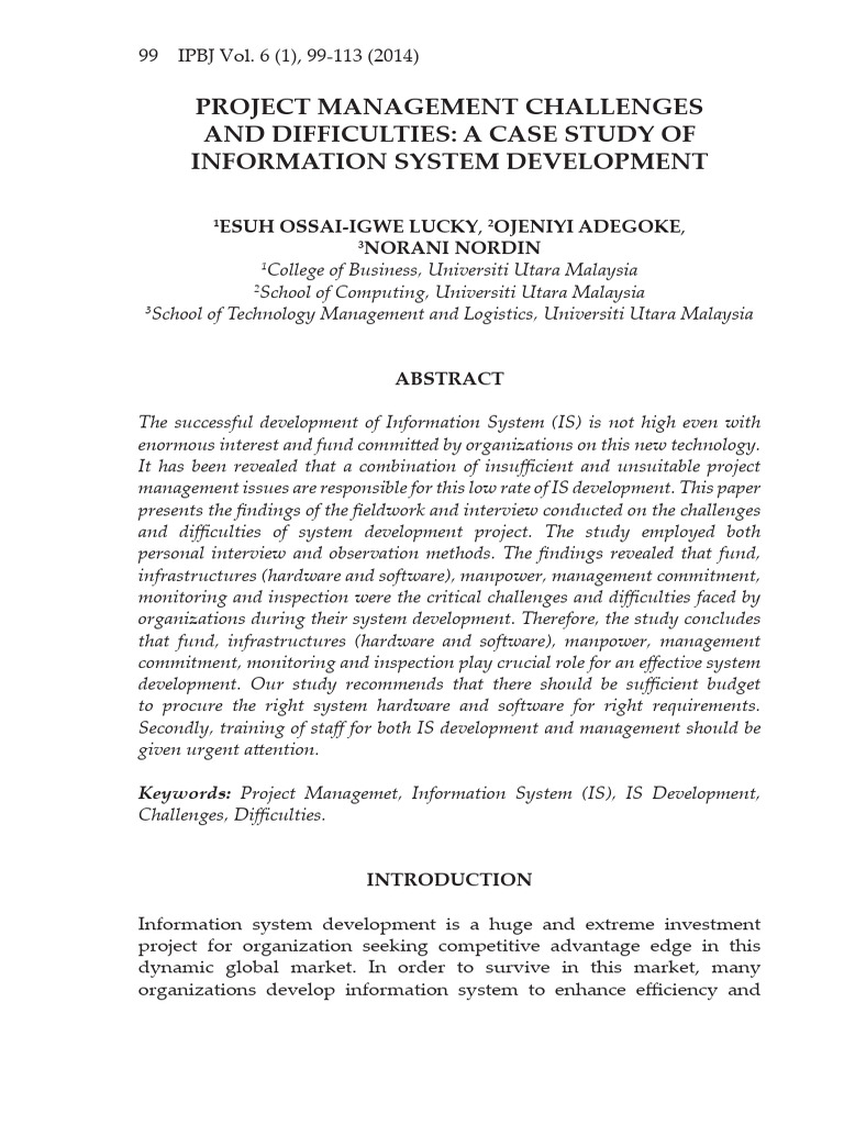 Project Management Challenges and Diffic | PDF | Project Management | Information System