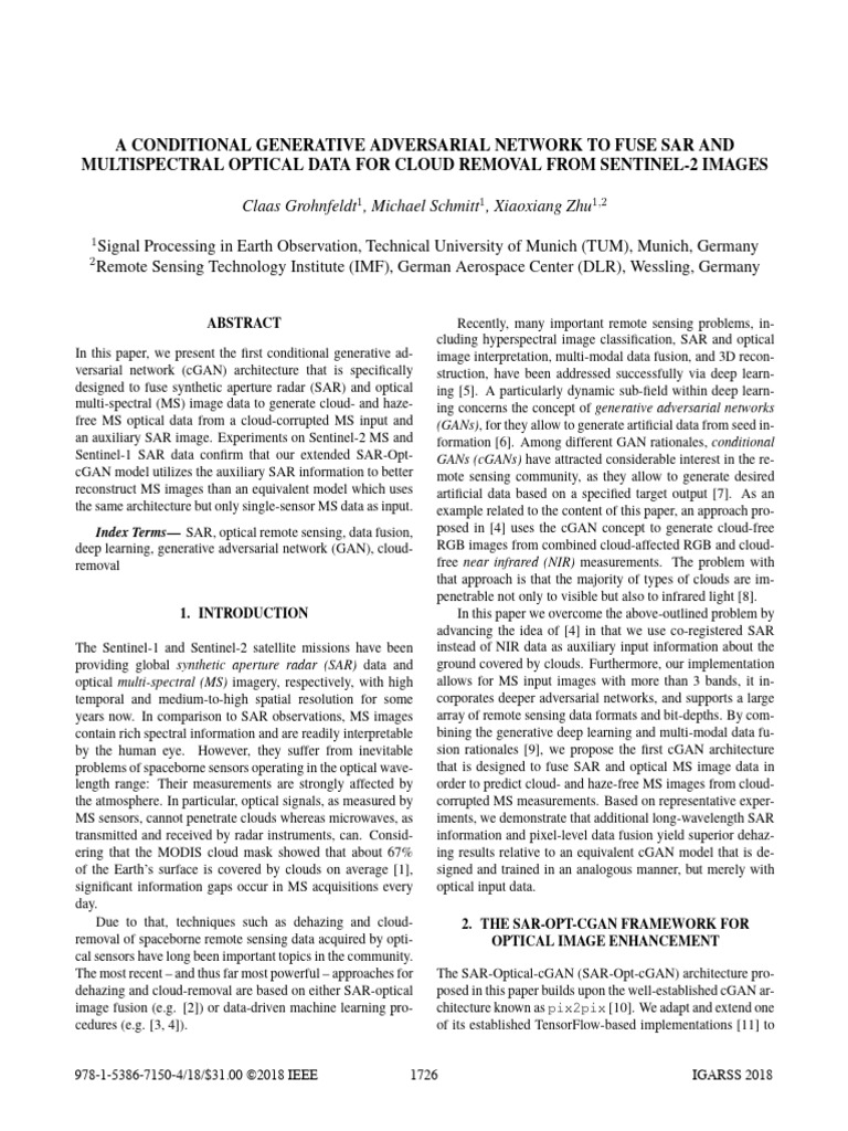 A Conditional Generative Adversarial Network To Fuse Sar and ... A Conditional Generative Adversarial Network To Fuse Sar and ...