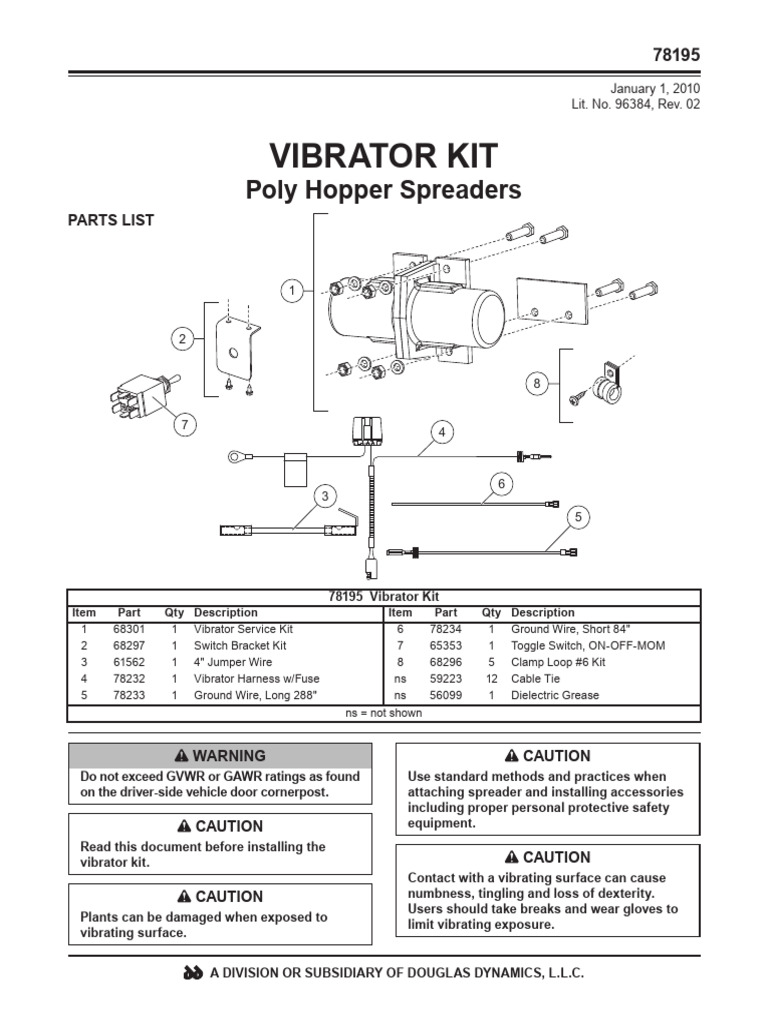 Vibrator Kit: Poly Hopper Spreaders | PDF | Electrical Connector | Screw