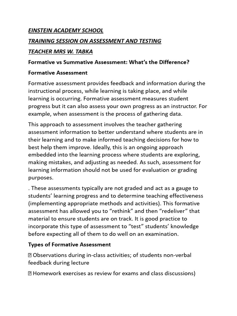 Formative Assessment Formative Assessment Provides Feedback and ...