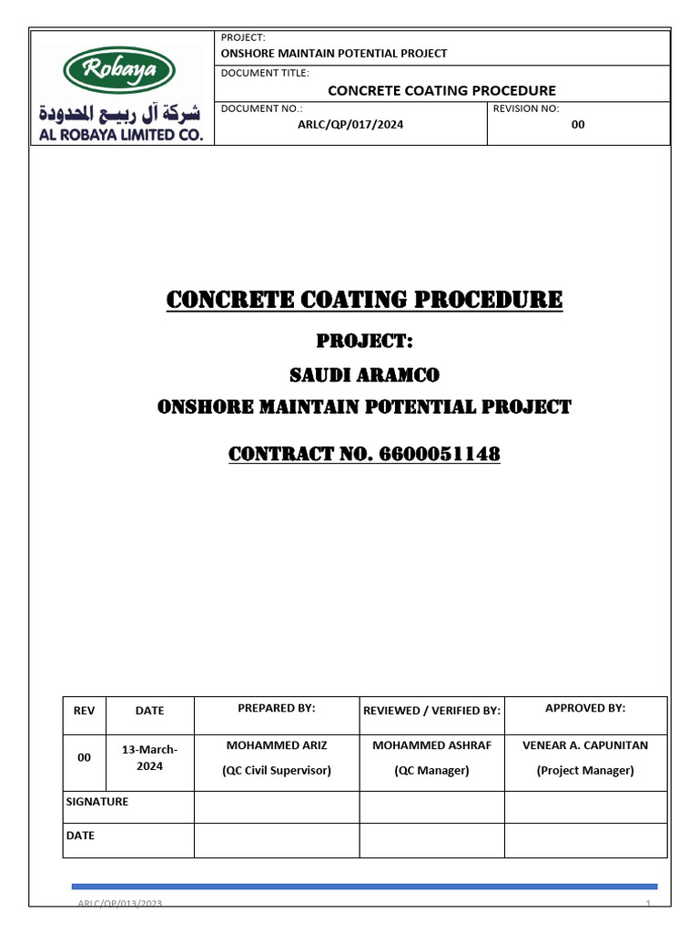 Concrete Coating Procedure Rev - 01 | PDF | Concrete | Personal ...