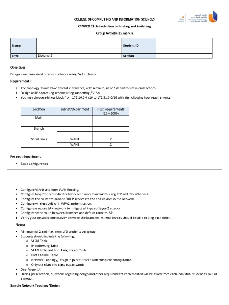 CSNW2102 Group Activity Template | PDF | Computer Network | Ip Address