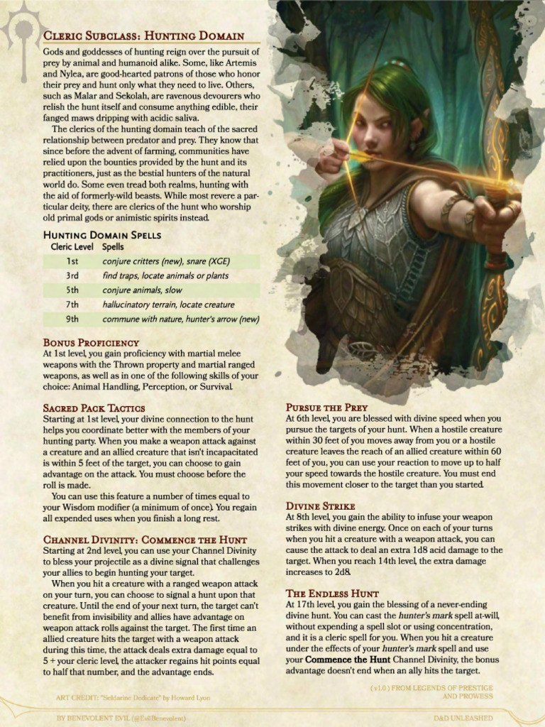 Hunting Domain Cleric Guide | PDF | Hunting | Deities