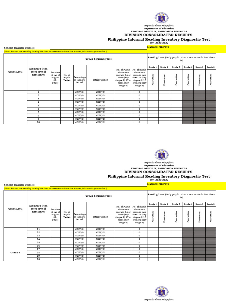 Phil IRI Consolidated Report SY 2023 2024 FILIPINO Sta - Maria NHS ...