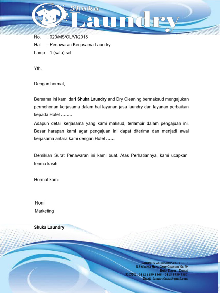 Proposal Laundry Hotel | PDF