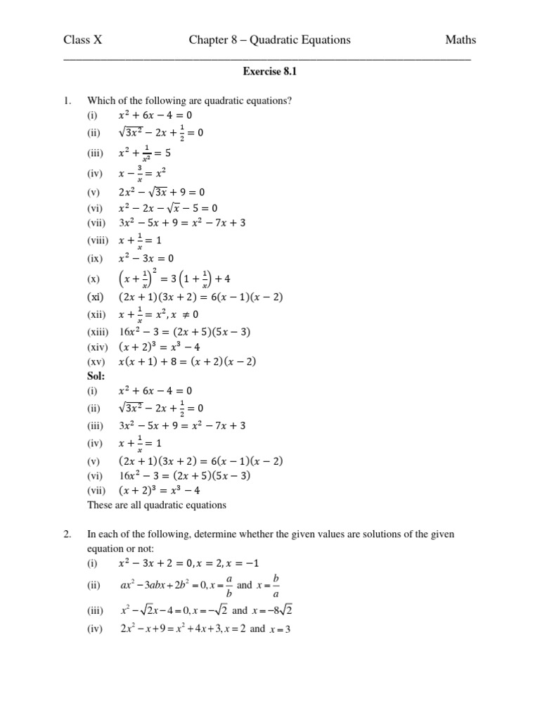 Chapter 8 Quadratic Equations | PDF | Speed | Quadratic Equation Chapter 8 Quadratic Equations | PDF | Speed | Quadratic Equation
