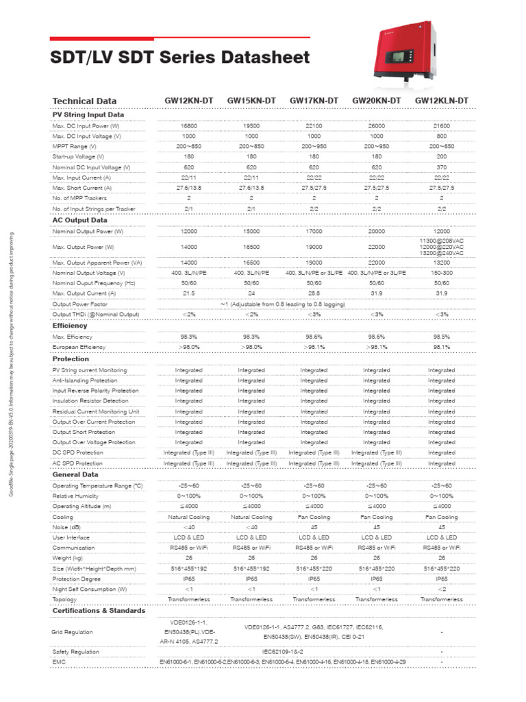 GW SDT 12-20k Datasheet-En | PDF | Manufactured Goods | Computer Engineering