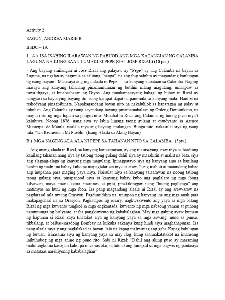 RIZAL_ACTIVITY 2 | PDF