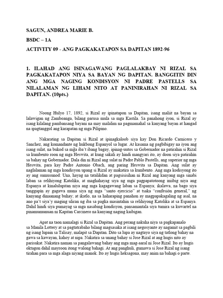 Activity 9 Rizal | PDF