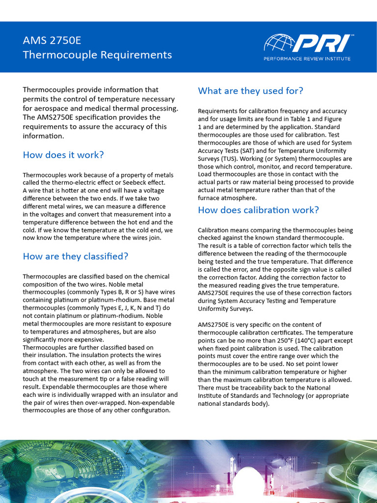 AMS 2750E Thermocouple Requirements | Download Free PDF | Thermocouple ...