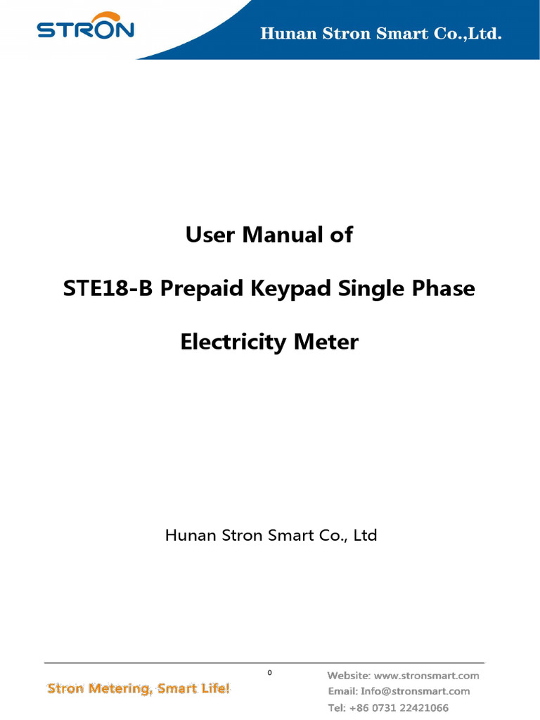 User Manual of STE18-B Prepaid Keypad Single Phase Electricity Meter | PDF | Electricity ...