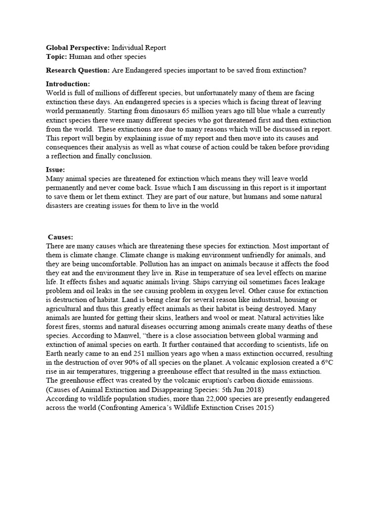 Global Perspective | PDF | Extinction | Biodiversity