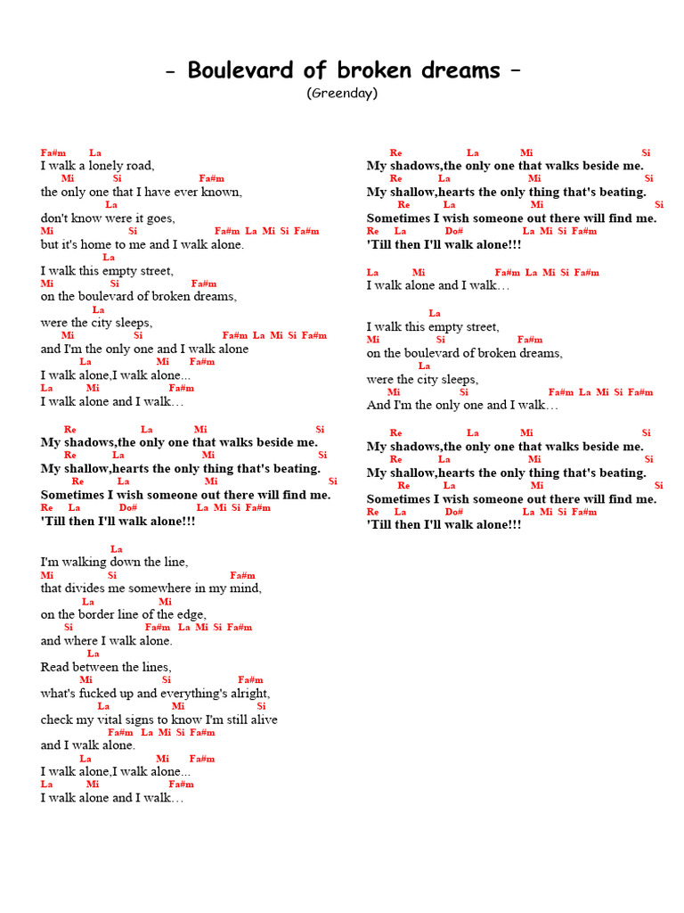 Greenday-Boulevard-of-broken-dreams | PDF