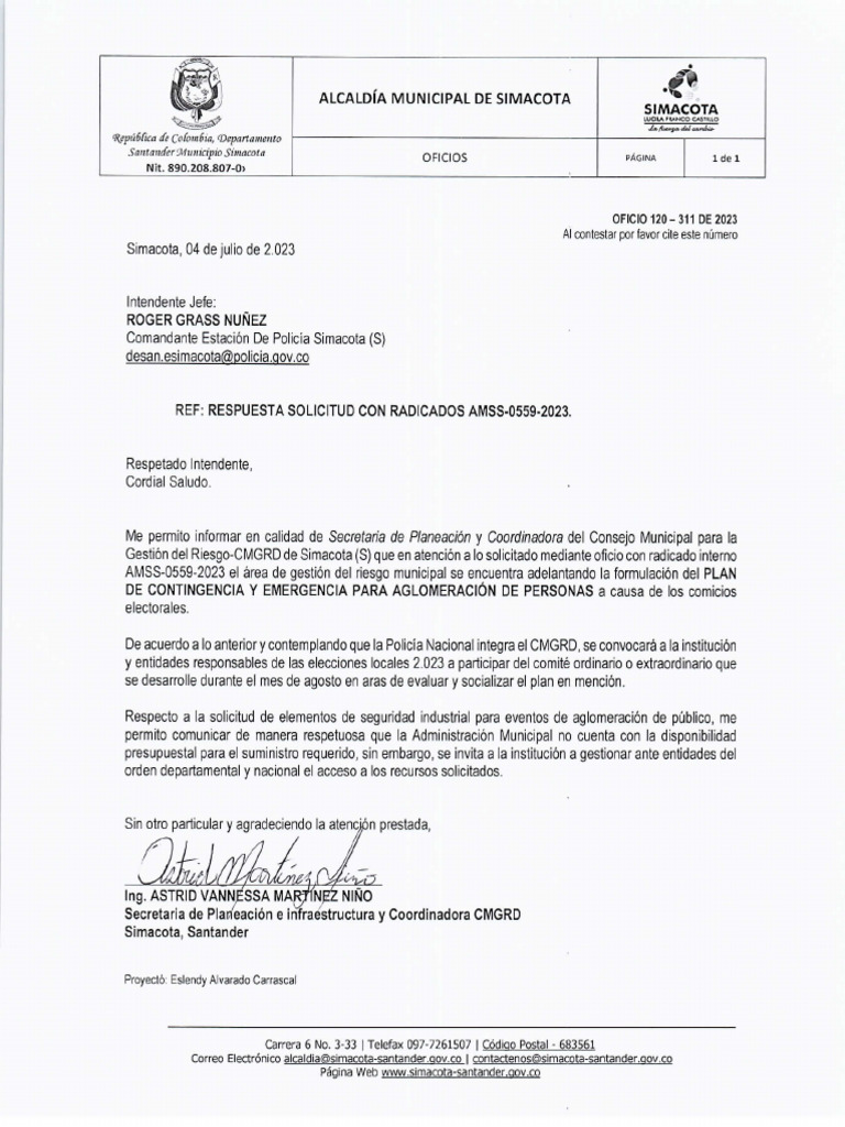 Respuesta Solicitud 0559 2023 | PDF