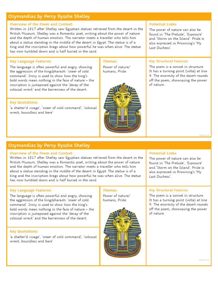 Ozymandias by Percy Bysshe Shelley | PDF | Poems | Poetry