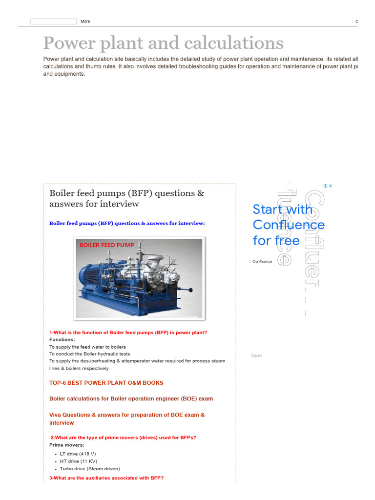 Power Plant and Calculations - Boiler Feed Pumps (BFP) Questions ...