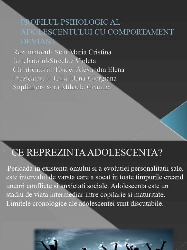 Profilul Psihologic Al Adolescentului Cu Comportament Deviant PP | PDF