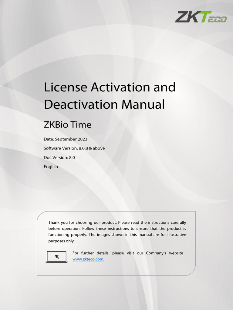 ZKBio Time License Activation and Deactivation Manual-202309 | PDF | Online And Offline ...
