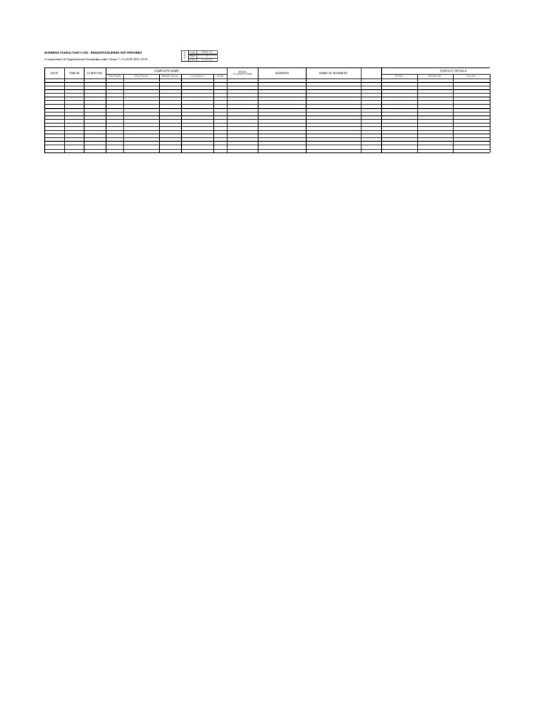 Business Consultancy Log Template | PDF