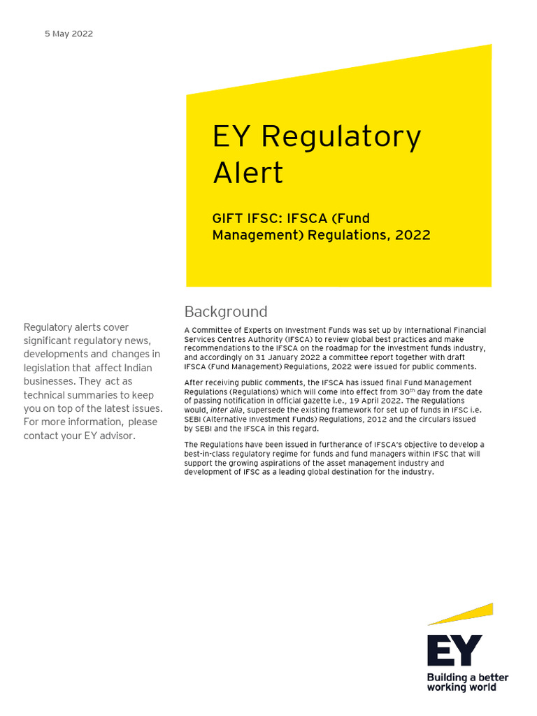 Gift Ifsc Ifsca Fund Management Regulations 2022 | PDF | Exchange ...