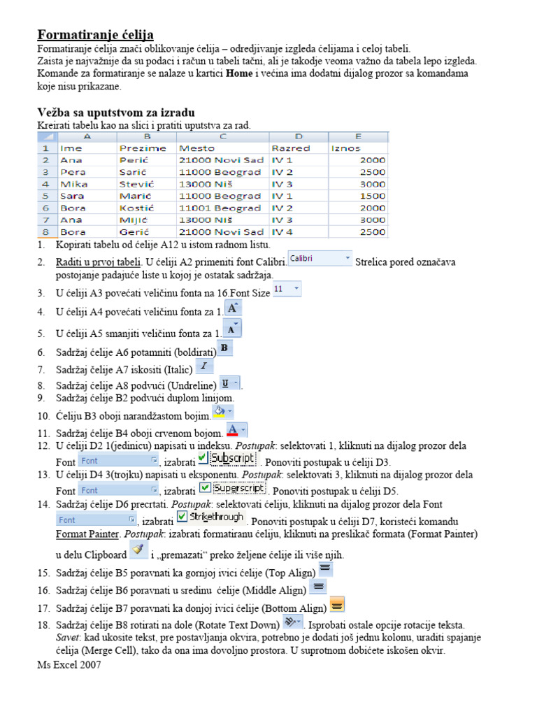 Formatiranje Vezba | PDF