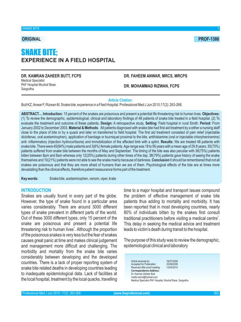 Snake Bite | PDF | Wound | Snake