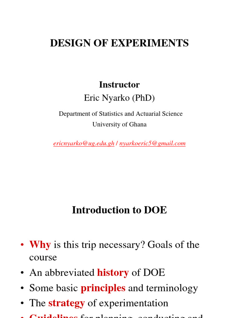 Stat 336-Design of Experiments - Dr. Eric Nyarko | PDF | Analysis Of Variance | Experiment
