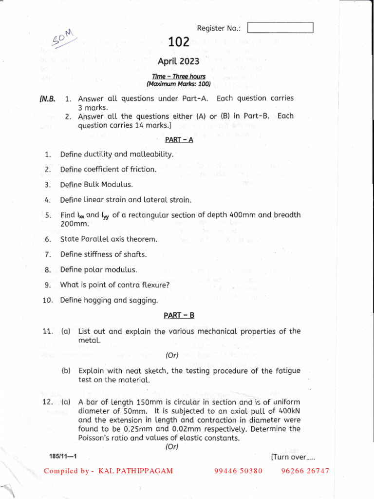 Board Exam Qns - SOM (N - Scheme) | PDF