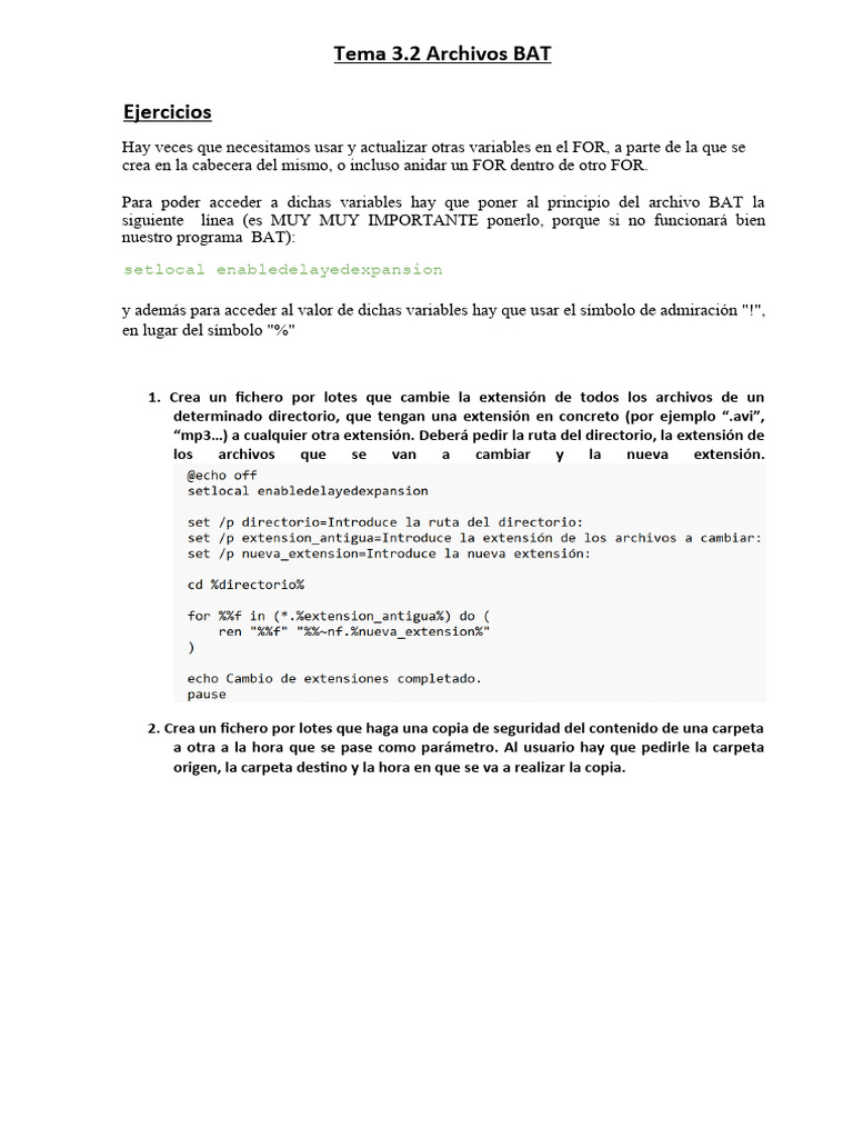 Ejercicicios Tema3.2 Bat | PDF
