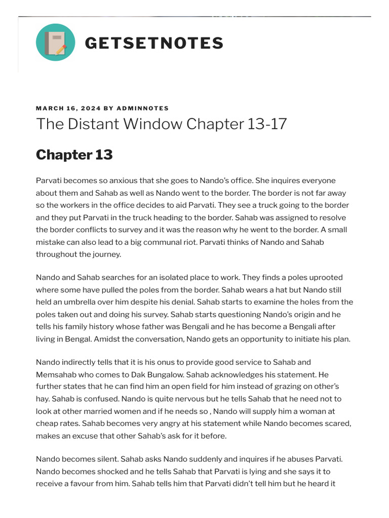 The Distant Window Chapter 13-17 - GetSetNotes | PDF