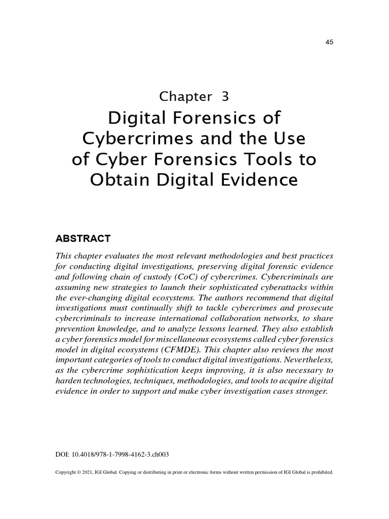 Digital Forensics of Cybercrimes and The Use of Cyber Forensics Tools ...