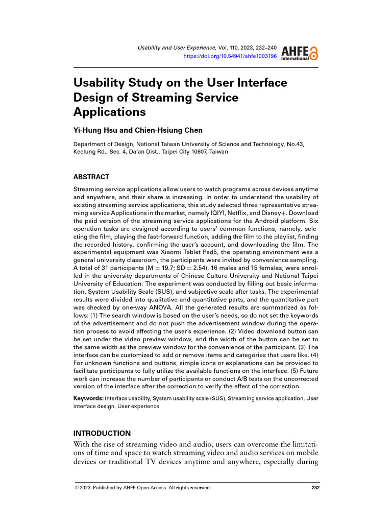 Usability Study On The User Interface Design of Streaming Service ...