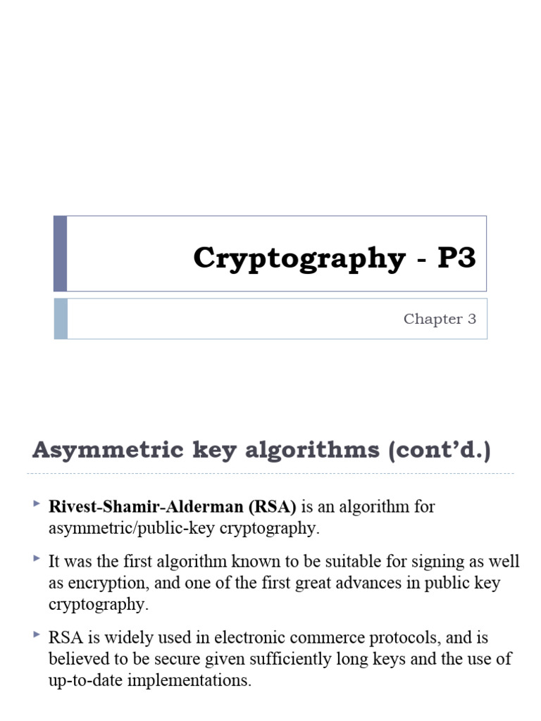 Chapter 3 Cryptography P3 | PDF | Transport Layer Security | Public Key Cryptography