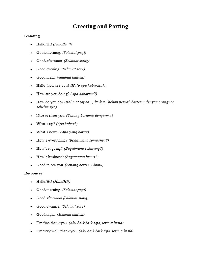 Kelas - 7 Greeting and Parting Week 1 | PDF